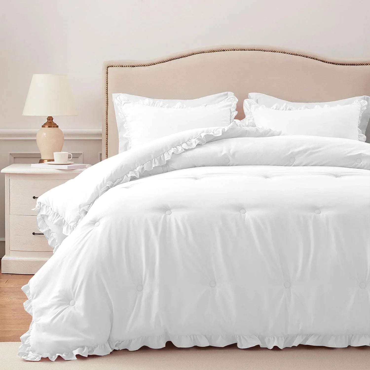 White Ruffle Comforter Set