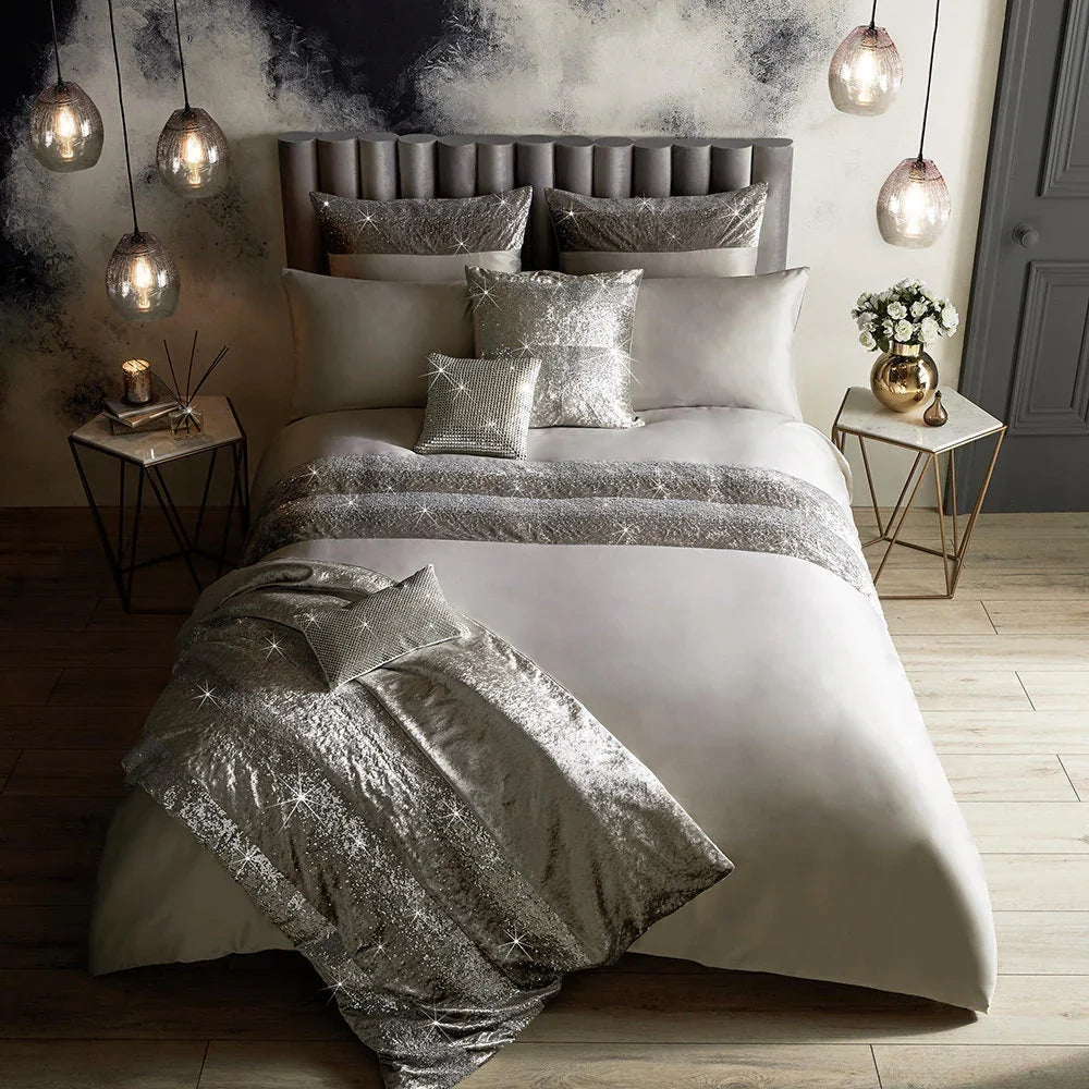 Grey Bridal Bedding Duvet Set with Filling