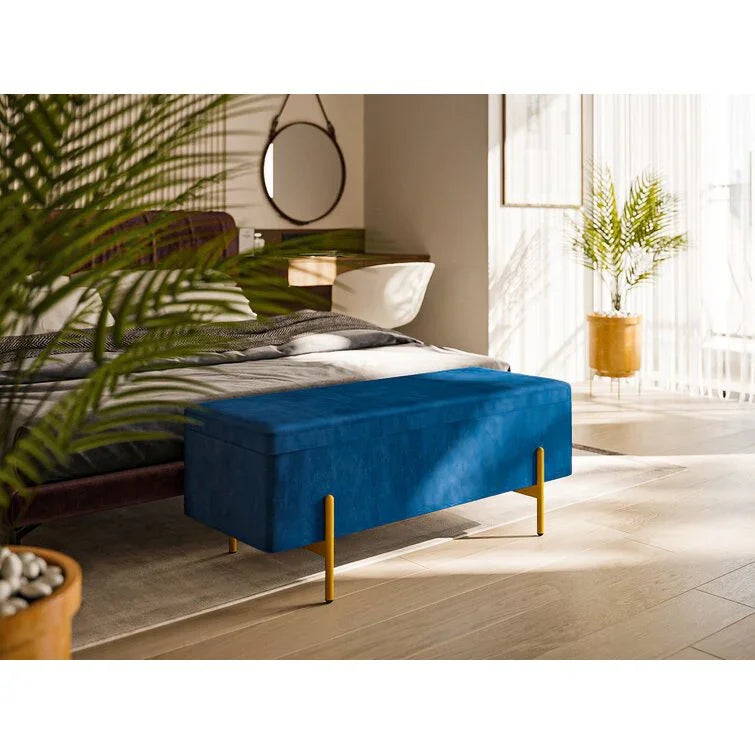Velvet Rectangle Footstool Ottoman with Storage