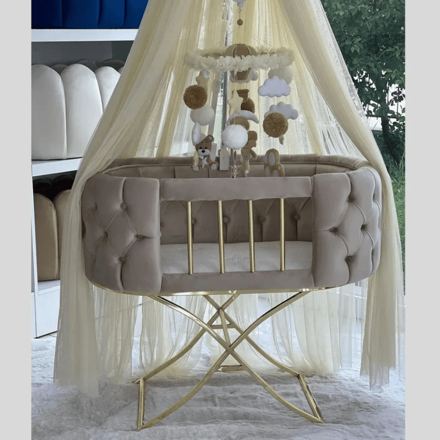 Baby Velvet Tufted Bassinet