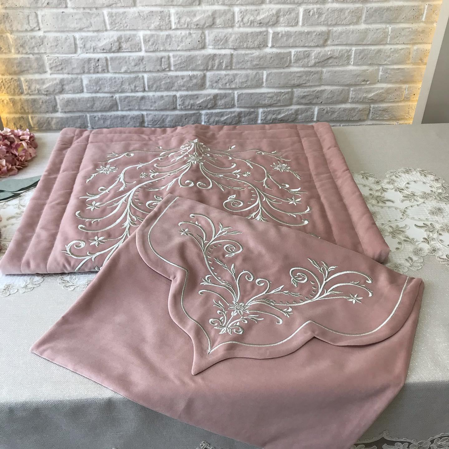 Embroidered Velvet Prayer Mat (2 piece)