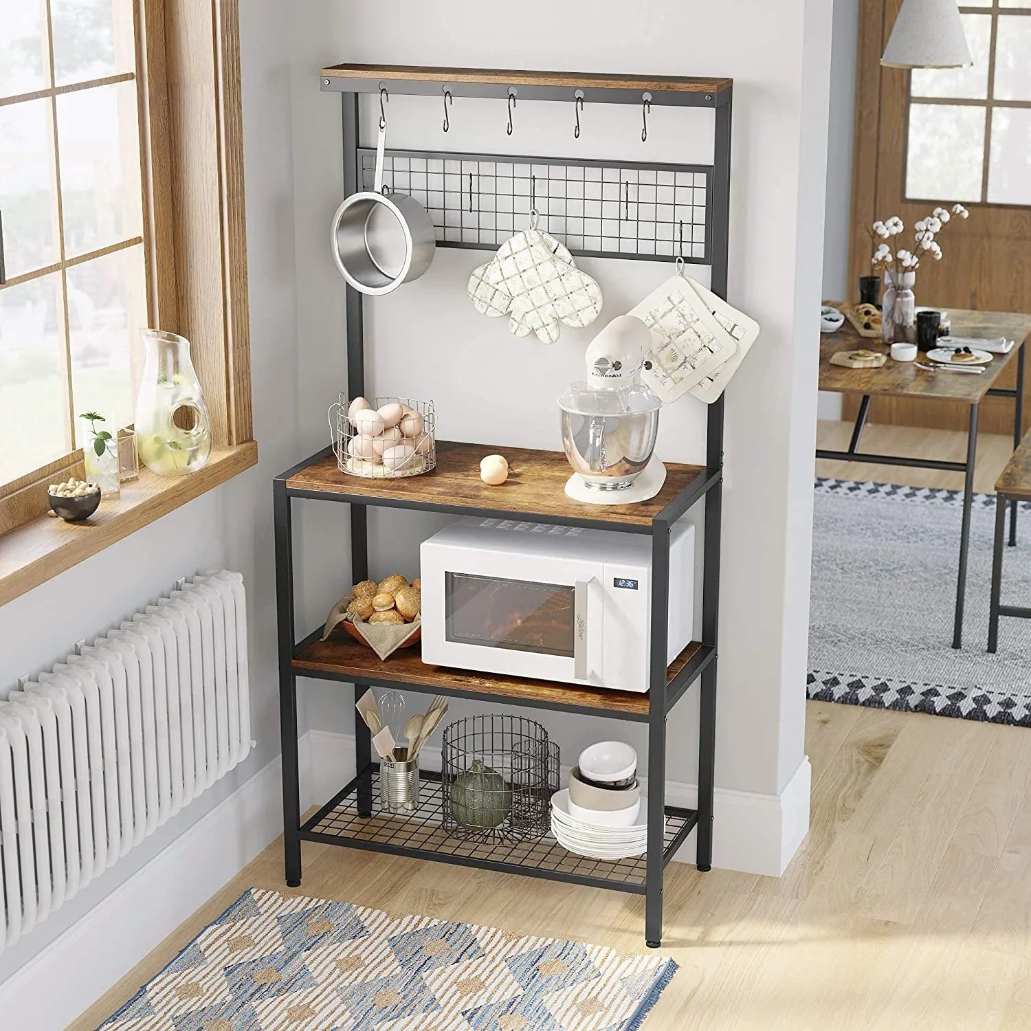 Industrial Kitchen Baker's Rack, Kitchen Unit with Storage Shelves