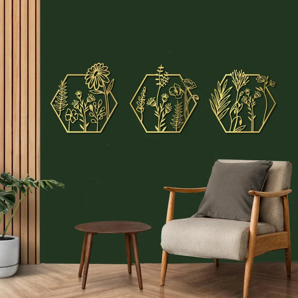 Golden Hexagon Metal Wall Decor